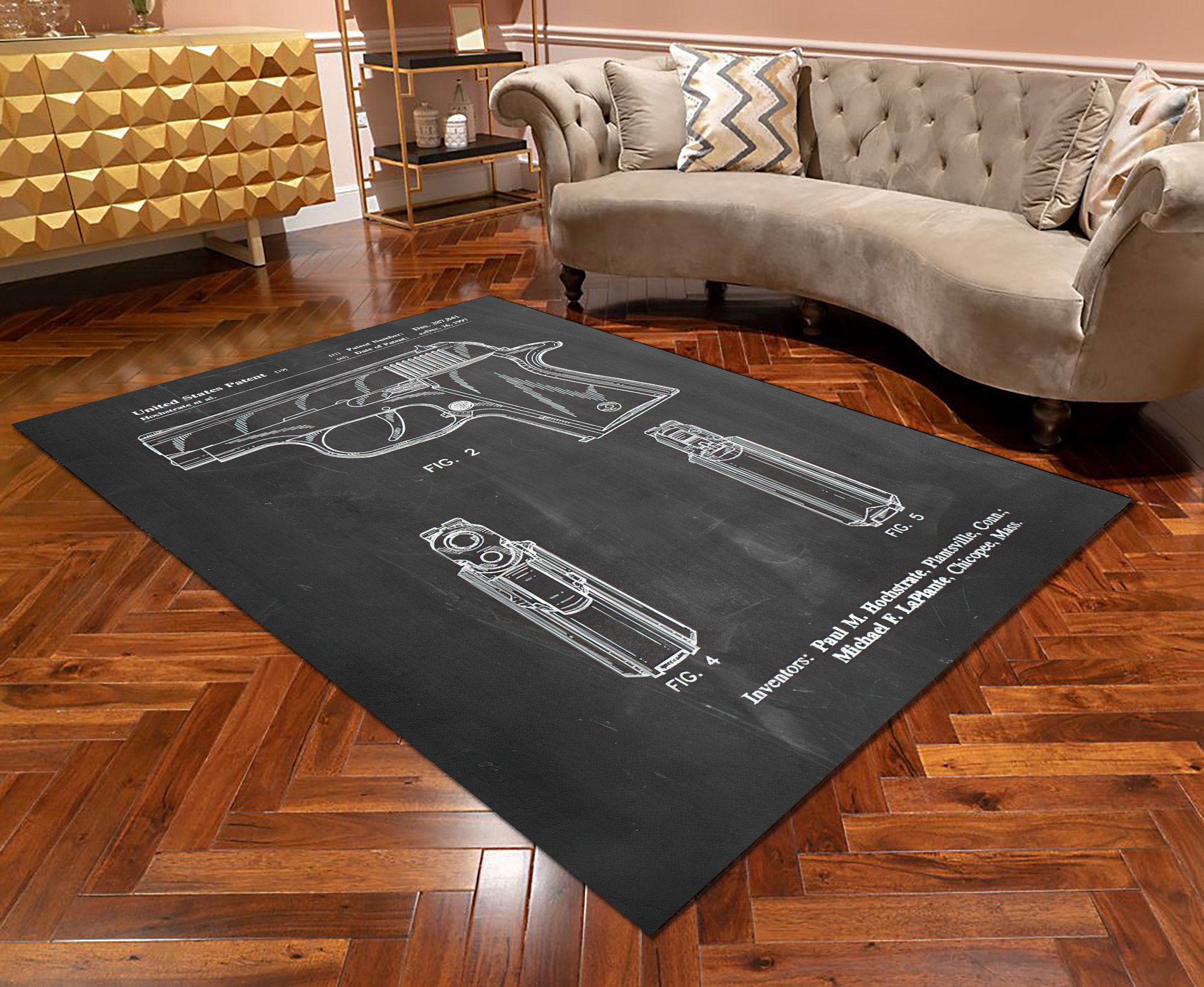 Sig Sauer P220 Pistol Patent Blueprint Area Rug – HighSportPrint
