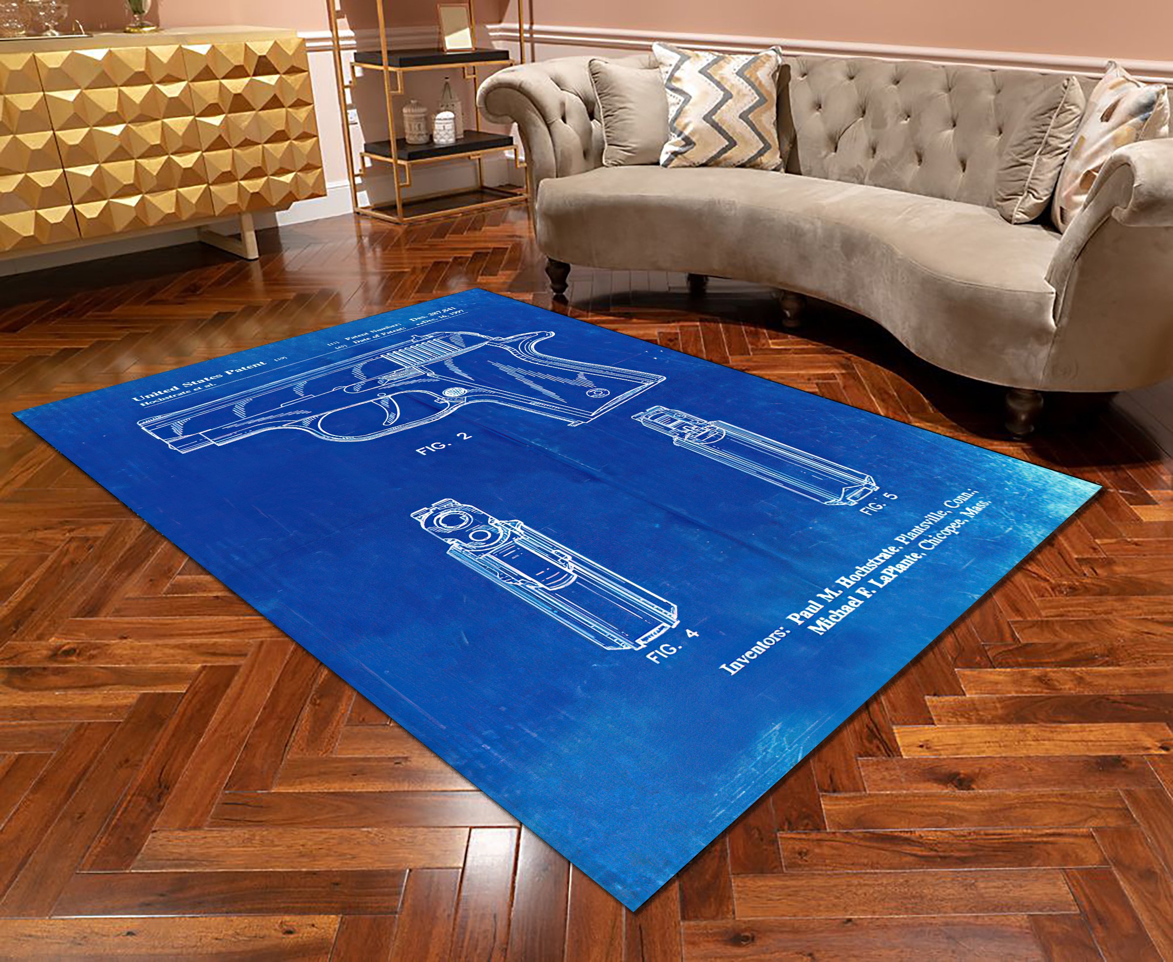 Sig Sauer P220 Pistol Patent Blueprint Area Rug – HighSportPrint