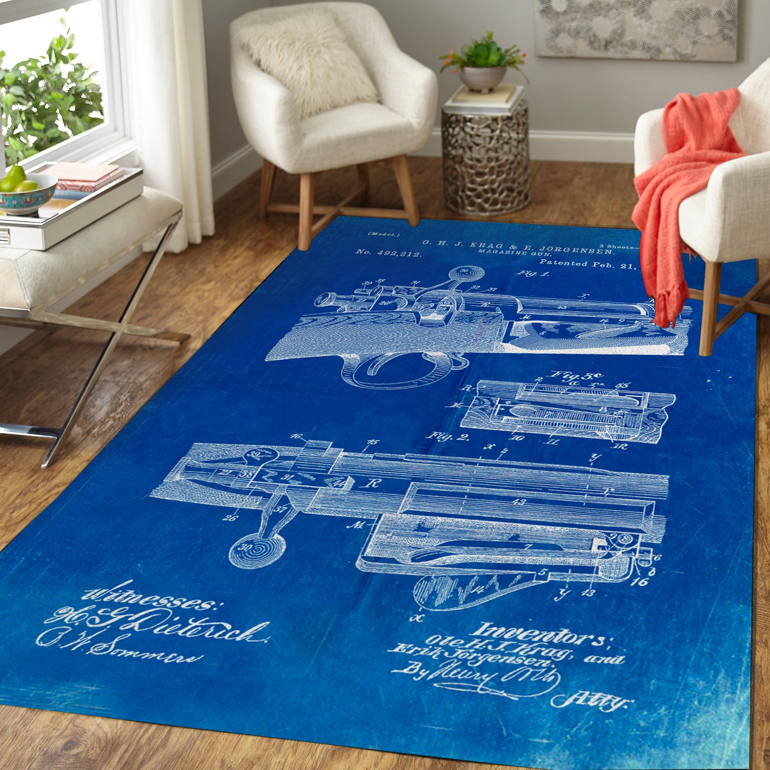 Repeating Rifle Patent Blueprint Area Rug – HighSportPrint