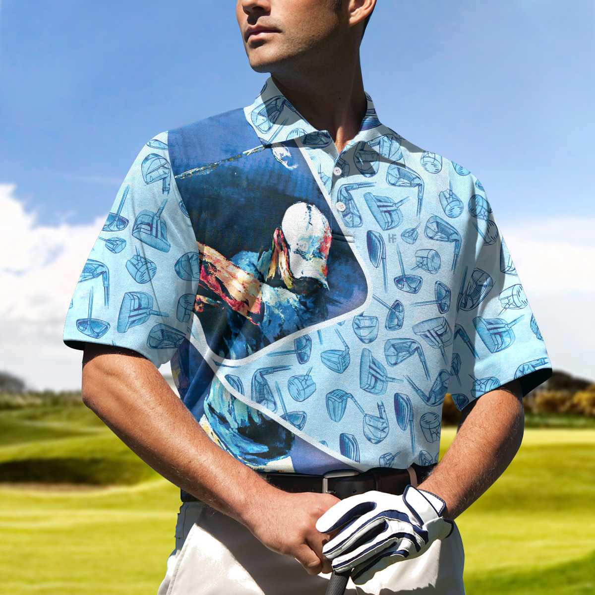 Golf Swing Abstract with Golf Club Header Pattern Polo Shirt ...
