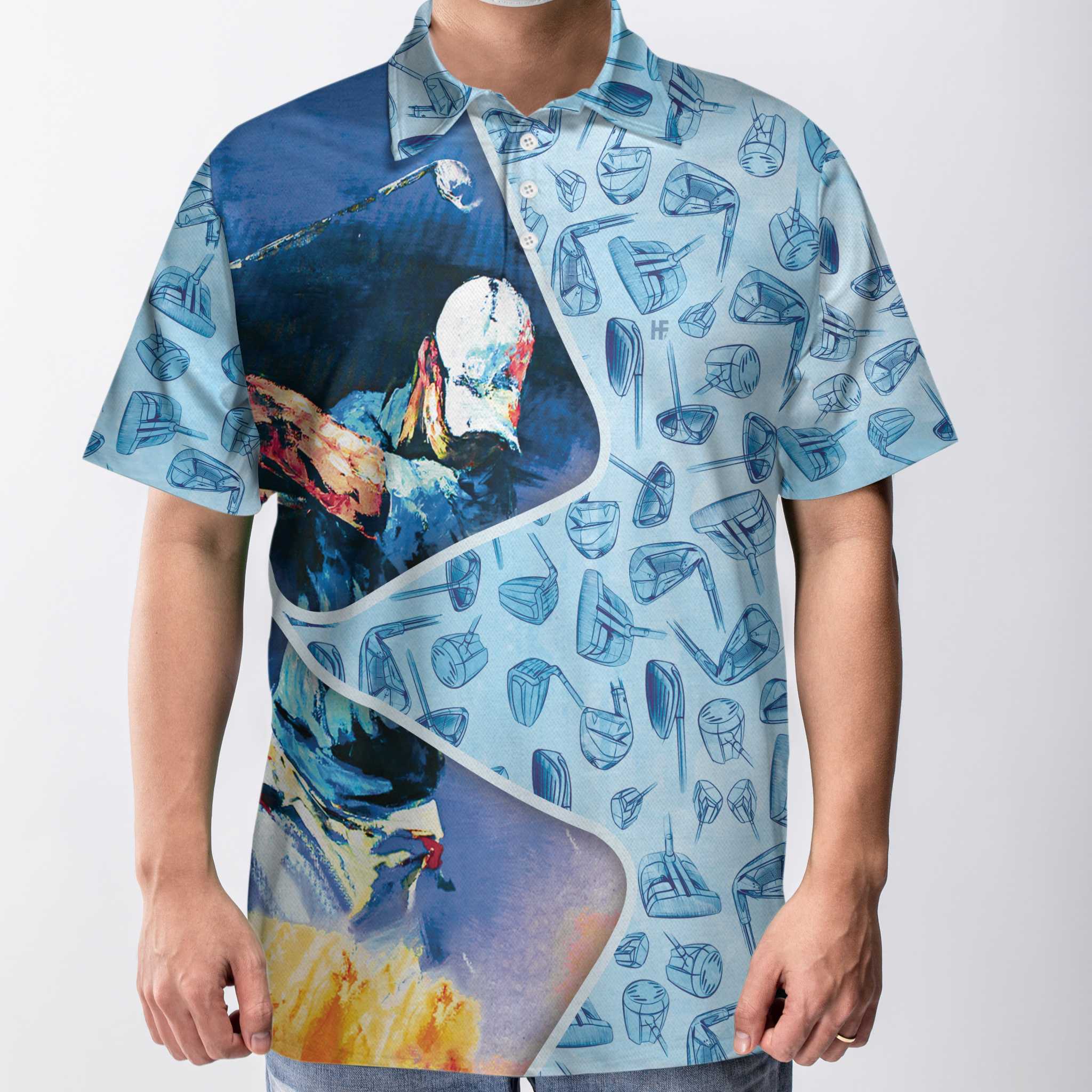 Golf Swing Abstract with Golf Club Header Pattern Polo Shirt ...