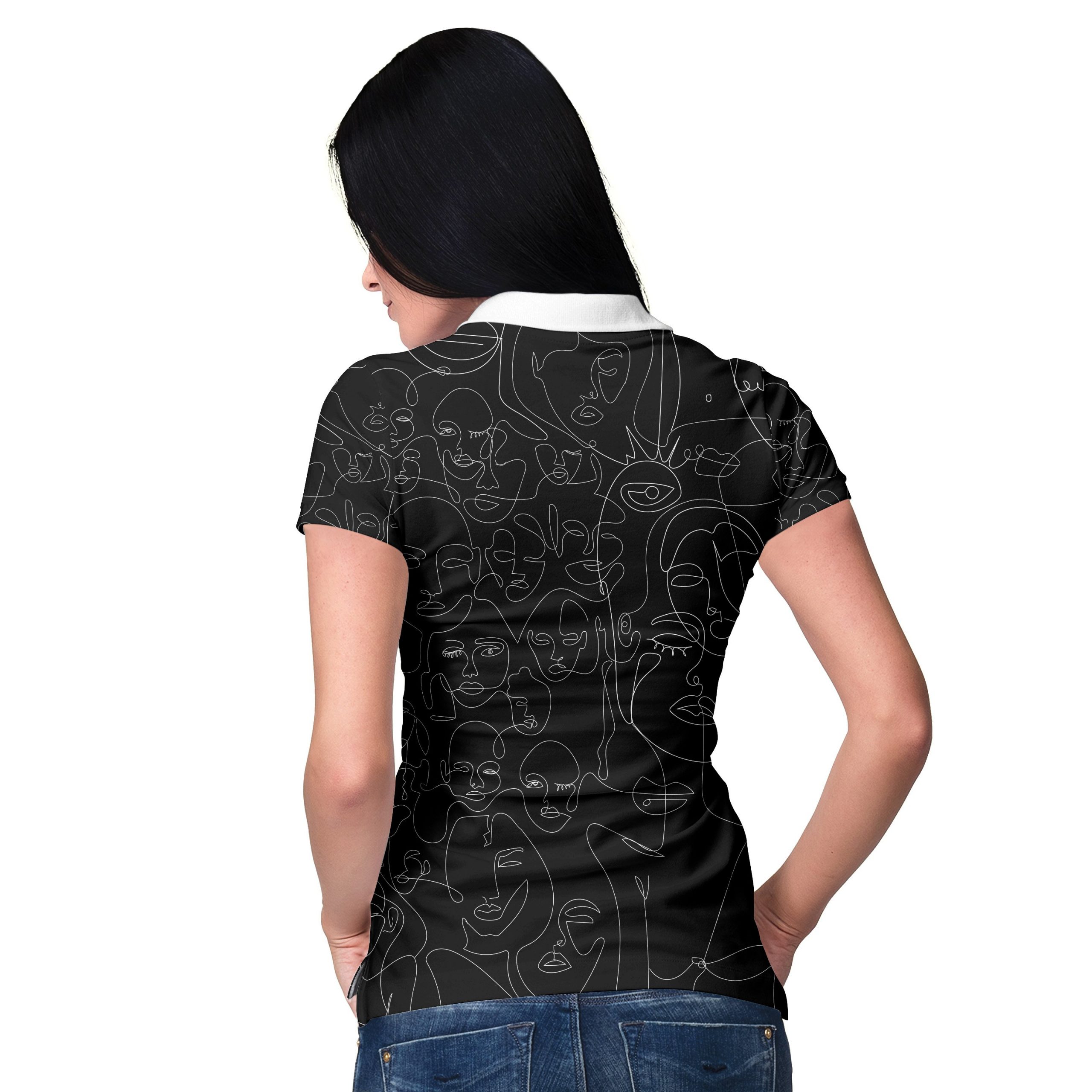 Multiple Face One Line Art Black Version Polo Shirt – HighSportPrint Multiple Face One Line Art Black Version Polo Shirt – HighSportPrint