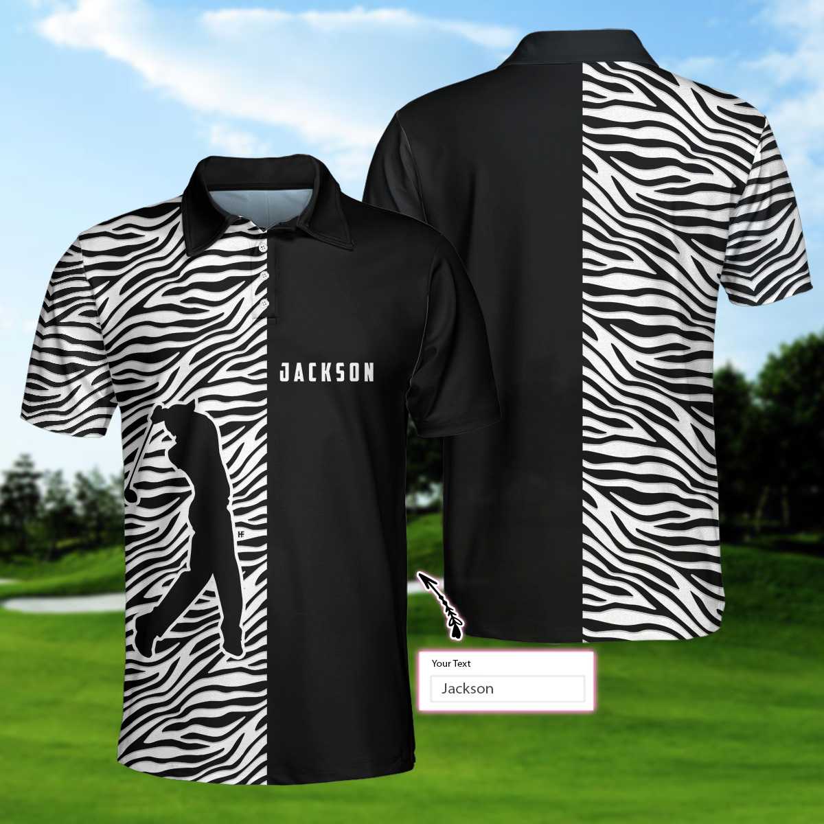 Personalized 2D Golfer Zebra Pattern Golf Polo Shirt – HighSportPrint