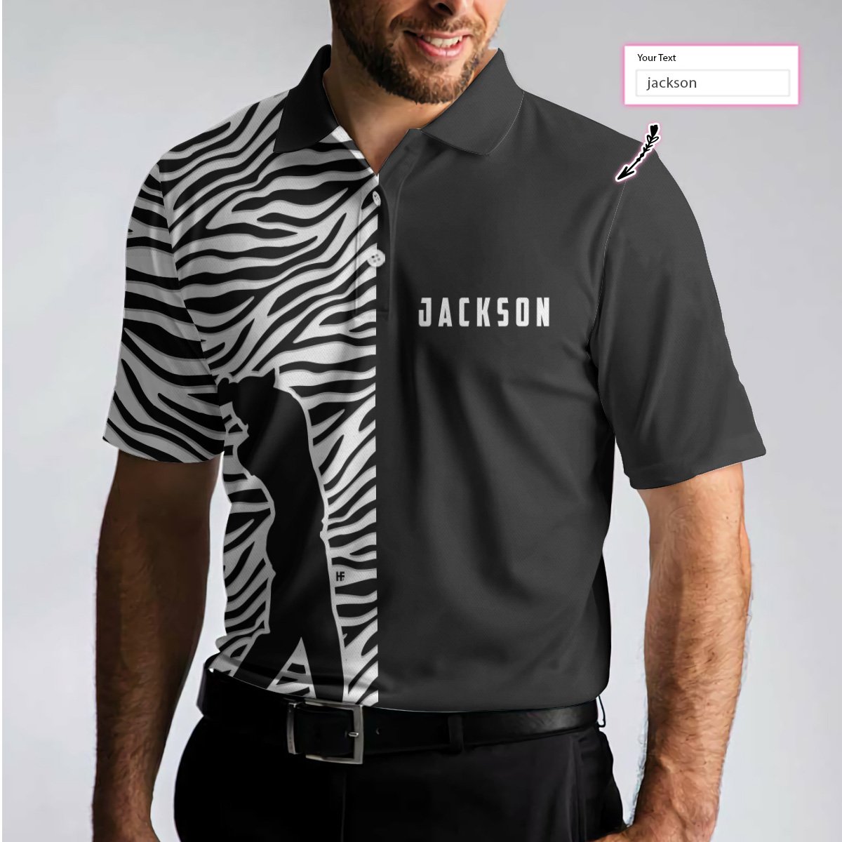Personalized 2D Golfer Zebra Pattern Golf Polo Shirt – HighSportPrint